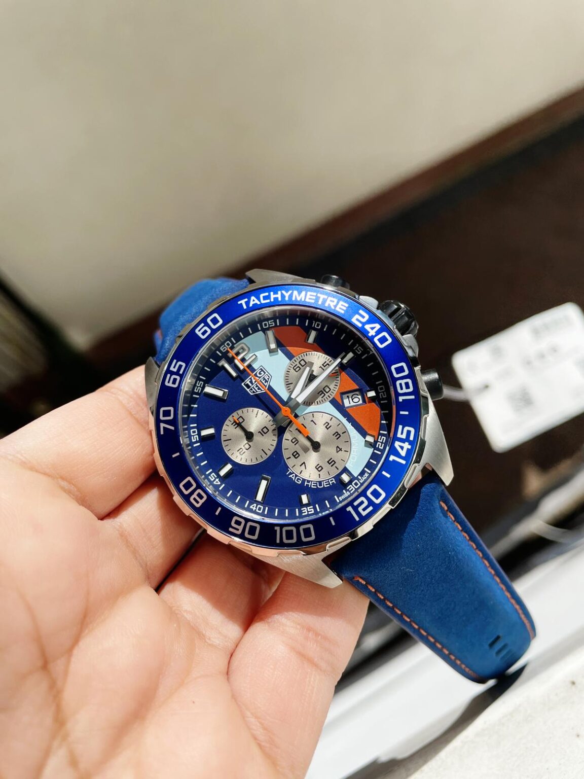 TAG Formula 1 Gulf Racing Special Edition Watch Blue dial Blue leather ...
